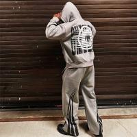 China Tracksuits Men Zipper Rhinestone Acid Wash Vintage Hoodie Stripe Design Track Sweatpants and Hoodie Set Custom Screen Print Logo for sale