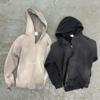 China No String Plain Fleece Hoodie Blank Zip Up Vintage Acid Wash Sweatshirt Anti Shrink for sale