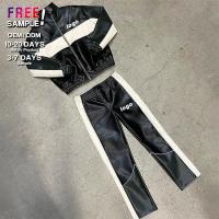 China Clothing Manufacturers Custom Embroider Leather Jacket Baggy Sweatpants Jacket Set Sweatsuits Tracksuit Unisex Sets for sale