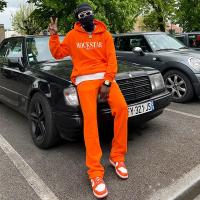 China Custom Tracksuit Flare Baggy Stacked Sweat Pant Sweatsuit Pullover Fleece Oversized Streetwear Hoodie and Sweatpants Set for sale