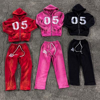 China Custom Acid Wash Sweatsuit Unisex Heavyweight Fleece Cotton Hoodie Jogging Suits Sweatpants and Hoodie Set Tracksuits for Men for sale