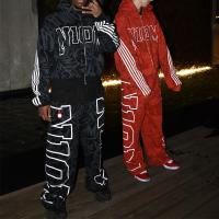 China Clothing Manufacturers Custom Full Print Letter Logo Zip up Hoodies Stacked Straight Bagyy Oversized Hoodie and Sweatpants Set for sale