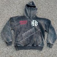 China Screen Printed Logo Balaclava Zip Hoodie Streetwear Pullover Hoodies Anti Pilling for sale