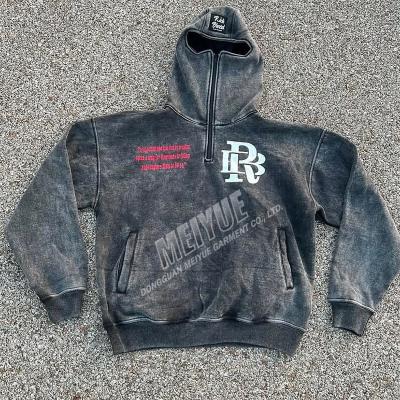 China Screen Printed Logo Balaclava Zip Hoodie Streetwear Pullover Hoodies Anti Pilling for sale
