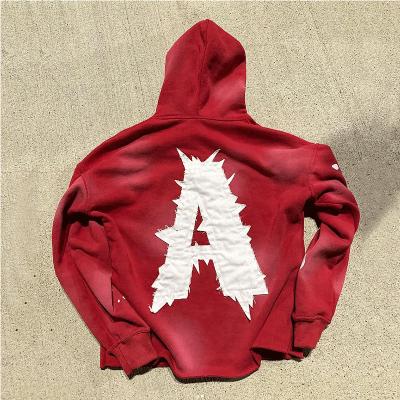 China Cut Edge Vintage Oversized Cropped Hoodie Custom Applique Embroidered Patches Logo for sale