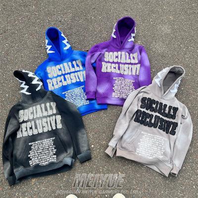 China 500Gsm Applique Embroidery Hoodie Streetwear Oversized Hoodie Windproof for sale