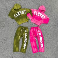 China Distress Sweatsuit Clothing Manufacturers Custom Embroidery Patch Logo Zip up Acid Vintage Hoodies Heavyweight Washed Tracksuits for sale