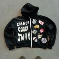 China Custom Acid Wash Zip Up Hoodie Heavyweight Boxy Cropped Hoodies  500 Grams for sale