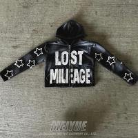 China Leather Applique Embroidery Hoodie Cropped Raw Hem Hoodie 420 Grams 480 Grams for sale