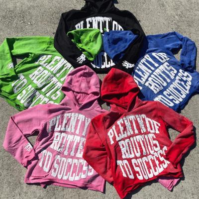 China French Terry Slim Fit Oversized Distressed Hoodie Cut Edge Designer Crop Hoodie for sale