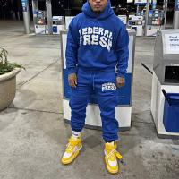 China Clothing Manufacturers Custom Pullover Fit Embroidery Distress Hoodie Jogger Set Hoodie and Baggy Stacked Legging Sweatpants Set for sale