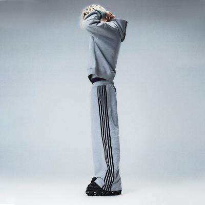 China Clothing Manufacturers Custom Stripe Design Zip up Hoodies Baggy Stacked Sweatpants Joggers Sweat Suits Set Tracksuits for Men for sale