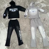 China Clothing Manufacturers Custom Sun Faded Embroidery Patches Acid Washed Vintage Cropped Hoodies Streetwear Tracksuits for Men for sale