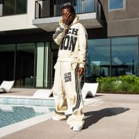 China Custom Rhinestone Stripe Design Tracksuit Flare Stacked Sweat Pants Men Sweatsuits Unisex Sets Hoodies Custom Logo Jogger Set for sale