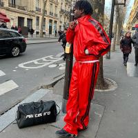 China Clothing Manufacturers Custom Leather Tracksuit Zip up Cropped Waistband Streetwear Jacket and Baggy Stacked Sweatpants Set for sale