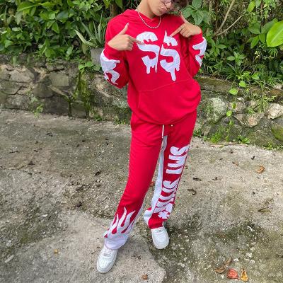 China Custom Distressed Embroidery Sweatpants Tracksuit Stacked Sweat Pants Men Sweatsuits Unisex Sets Hoodies Custom Logo Jogger Set for sale