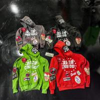 China Embroidered Hoodie Streetwear Cropped Zip Up Hoodie Acid Washed Heavyweight for sale
