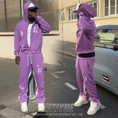 China Puff Print 100% Cotton Streetwear Tracksuit Set 2pc Jogger Set Unisex Elastic Waist for sale