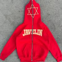 China Windproof Distressed Applique Embroidery Hoodie Oversized Red Streetwear Hoodie for sale