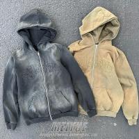 China OEM Vintage Oversized Zip Up Hoodie Applique Embroidery Hoodie Silk Screen Printing for sale