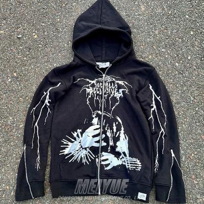 China OEM Service Digital Printing Hoodie Drop Shoulder Zip Hoodie Autumn Season for sale