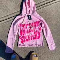 China Custom Men Hoodies Puff Print Cut Edge Cropped Hoodie Men Drawstring Distressed Hoodies 100% Cotton Pullover Streetwear for sale