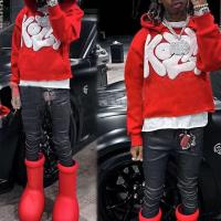 China Custom Oversized No Strings 3D Puff Print Logo Cut Edge Applique Hoodie Cropped Raw Hem Streetwear  Hoodies Men Sweatshirts for sale