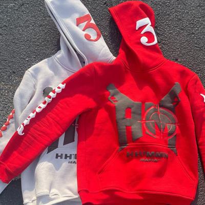 China Custom Logo Puff Print Hoodies 100% Cotton Heavyweight Oversized Hoodie No Strings for sale
