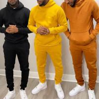 China Bulk Plain 100 Cotton Sweatsuit Set Two Pieces Tech Fleece Jogging Suits Windproof for sale