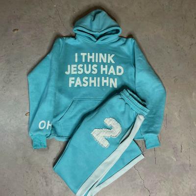 China Customized Color Mens Hooded Sweatsuits 100% Cotton Two Piece Tracksuit Set for sale