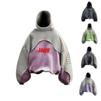 China High Weight Two Tone Hoodies For Men Contrast Stitching Drop Shoulder Mock Neck Hoodies for sale