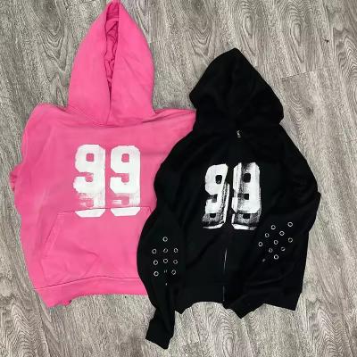 China OEM Screen Print Hoodie Heavy Weight Cotton Eyelets Boversized Boxy Hoodie for sale