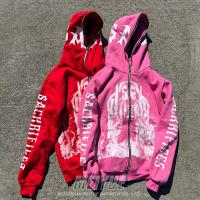 China Anti Pilling Custom Full Face Zip Up Hoodies Skull Print Hoodies 500 Gsm for sale