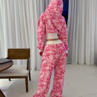 China Custom Camouflage Embroidery Ladies Tracksuit Set Matching Hoodie And Sweatpants for sale