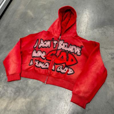 China OEM Service Custom Screen Printed Hoodies Cropped Vintage Hoodie Sun Faded for sale