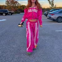 China Custom Manufacturer Sweatsuit Acid Wash Distressed Zip up Rhinestone Cropped Hoodie and Sweatpants Outfits Set Women Tracksuit for sale