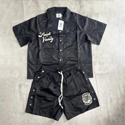 China Custom Windbreaker Buttons Polyester Nylon Men's Polo Sets Tracksuit Polo Shirts Short Sets for Men Shirt and Short Set for sale