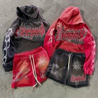 China Rhinestone Vintage Hoodies And Shorts Set For Men for sale