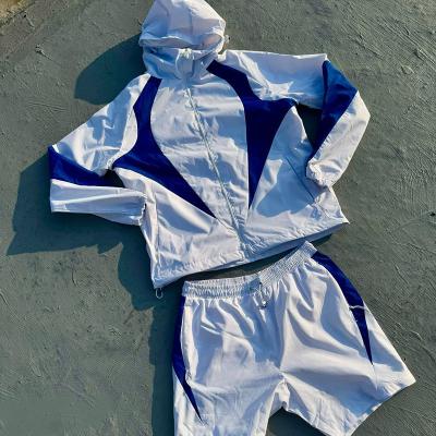China Windbreaker Jacket and Shorts Set Lightweight Sportswear Men Short Set Nylon Hoodie and Shorts Set Tracksuit Custom Manufacturer for sale