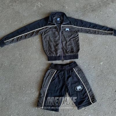 China Custom Nylon 3m Reflective Mens Windbreaker Tight Elastic Waist Windproof Shorts Jackets and Short Sets Tracksuit Short Set for sale