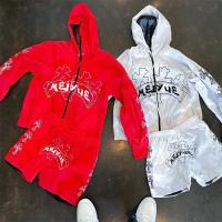 China Custom Double Layer Nylon Hoodies Oversized Jacket Cropped Shorts Jogging Suit Unisex Wiindbreaker Zip up Hoodie and Short Set for sale
