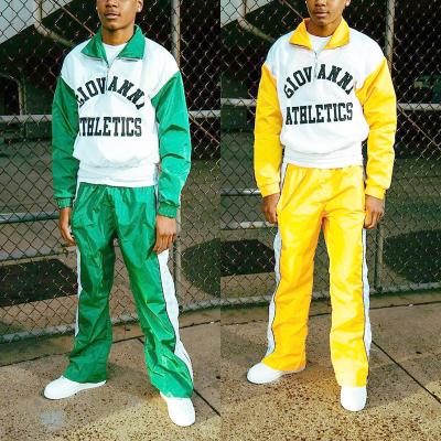 China Custom Jogger Men Cropped Hoodies Windbreaker Half Zipper Nylon Polo Shirt Athletic Sweatpants and Hoodie Set Men's Tracksuit for sale