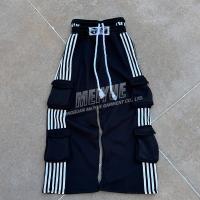China Custom Mens Double Waisted Striped Loose Track Pant Double Layer Waist Multiple Pocket Cargo Baggy Sweatpants for sale