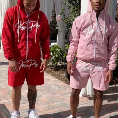 China OEM Custom Men Two Piece Short Set Streetwear Mens 3m Reflective Windbreaker Jacket Tracksuit for sale