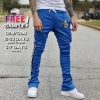 China OEM Custom Embroidery Print Logo Slim Fit 100 Cotton Heavyweight Stacked Flared Sweat Pants Track Pant Sweatpants Men for sale