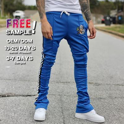 China OEM Custom Embroidery Print Logo Slim Fit 100 Cotton Heavyweight Stacked Flared Sweat Pants Track Pant Sweatpants Men for sale