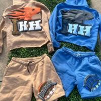 China Latest Custom Puff Foem Printing French Terry Unisex Jogger Two Pieces Summer Hoodies Suits and Shorts Set Tracksuit Sweatsuits for sale