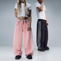 China Clothing Manufacturers Custom High Quality Blank Acid Wash Stacked 100 Cotton Stacked Sweatpants Straight Leg With Stripe for sale