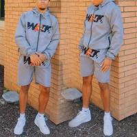 China Custom Embroidery logo Two Piece Set Patchwork Zip up Nylon Polyester Streetwear Tracksuit Men Windbreaker Short Sets for Men for sale