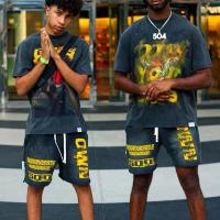 China Streetwear Summer 100 Cotton Tracksuit Shorts Set Mens  Screen Printing Heavyweight for sale